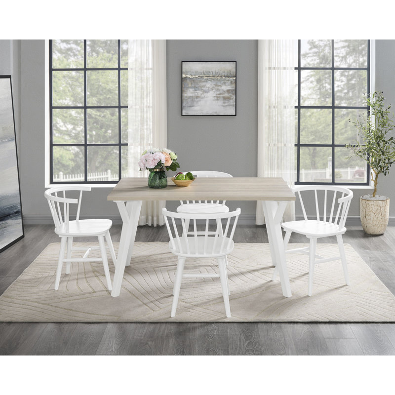 Gracie Oaks 5 Piece Dining Set Dining Table With 4 Windsor Chairs Wayfair